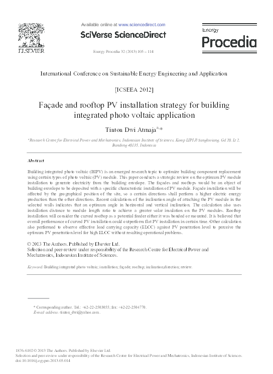 (PDF) Façade and Rooftop PV Installation Strategy for Building ...
