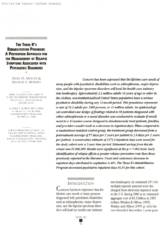(PDF) The Three R's Rehabilitation Program: A prevention approach for ...