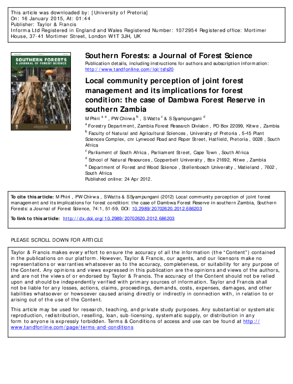 (PDF) Local community perception of joint forest management and its ...