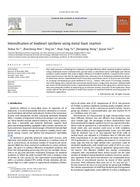 (PDF) Intensification of biodiesel synthesis using zigzag micro-channel ...