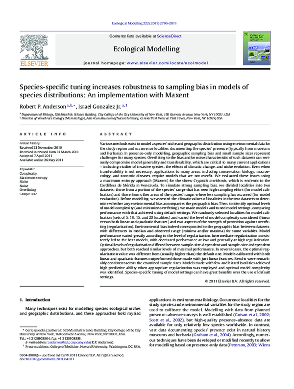 (PDF) Species-specific tuning increases robustness to sampling bias in models of species ...