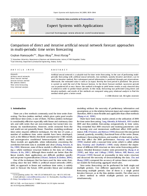 Pdf Comparison Of Direct And Iterative Artificial Neural Network Forecast Approaches In Multi