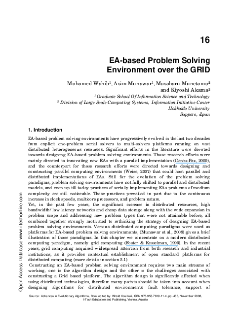 (PDF) EA-based Problem Solving Environment over the GRID