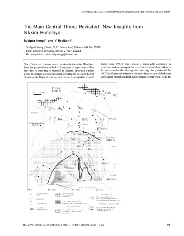 (PDF) The Main Central Thrust Revisited: New Insights from Sikkim Himalaya