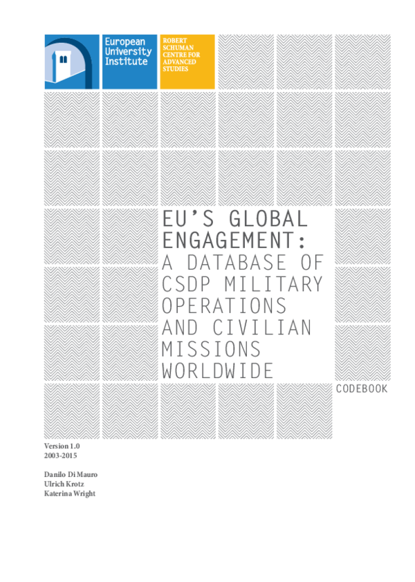 (PDF) EU'S GLOBAL ENGAGEMENT: A DATABASE OF CSDP MILITARY OPERATIONS ...
