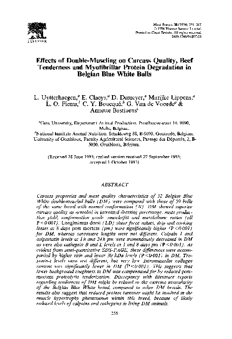 (PDF) Effects of double-muscling on carcass quality, beef tenderness ...