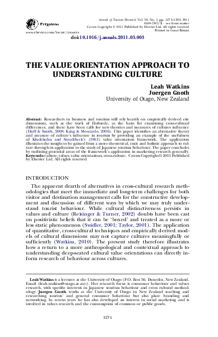 (PDF) The value orientation approach to understanding culture