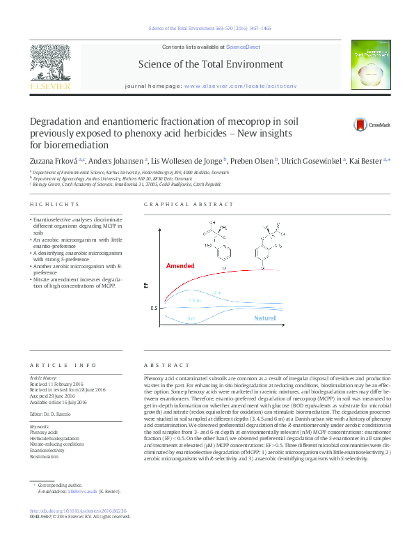 (PDF) Degradation and enantiomeric fractionation of mecoprop in soil ...