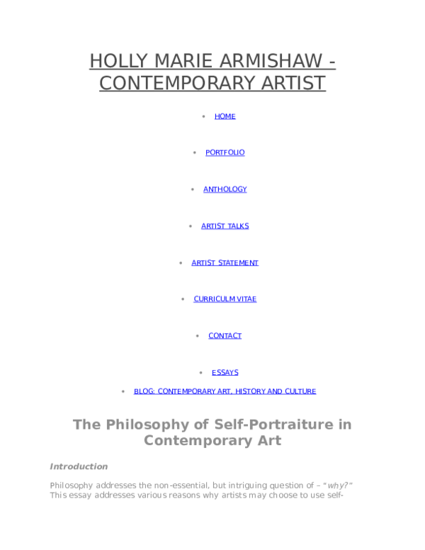 (DOC) HOLLY MARIE ARMISHAW - CONTEMPORARY ARTIST @BULLET The Philosophy ...