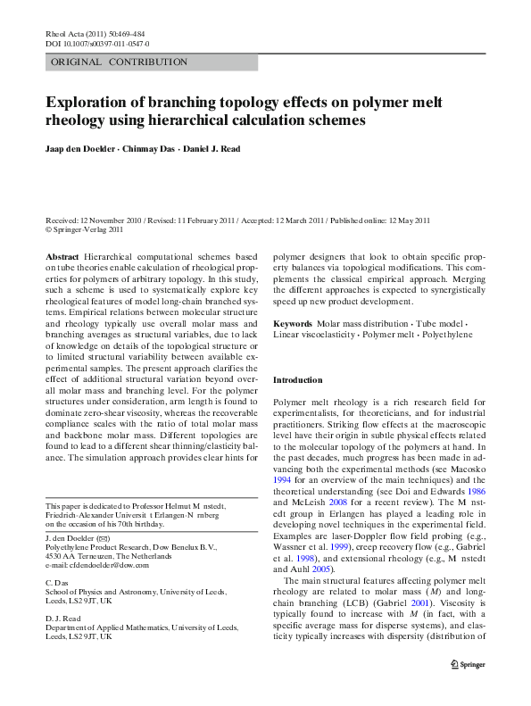(PDF) Exploration of branching topology effects on polymer melt ...