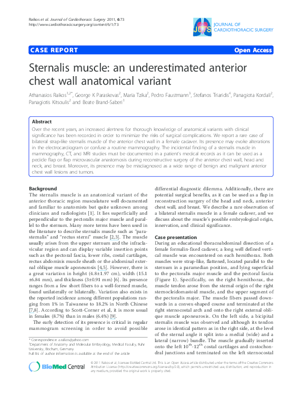 (PDF) Sternalis muscle: an underestimated anterior chest wall ...