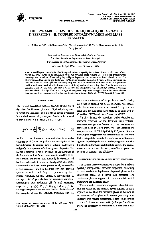 (PDF) The dynamic behaviour of liquid-liquid agitated dispersions—II. Coupled hydrodynamics and ...