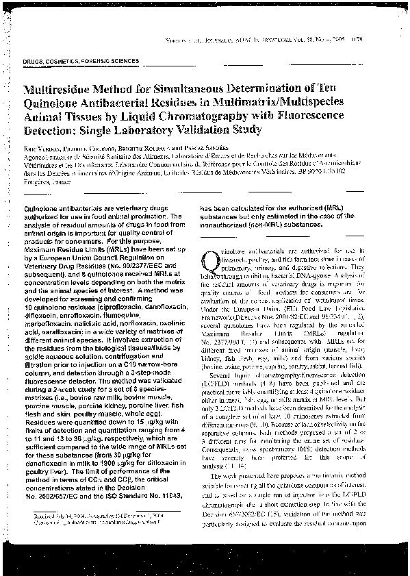 (PDF) Multiresidue method for the simultaneous determination of four ...