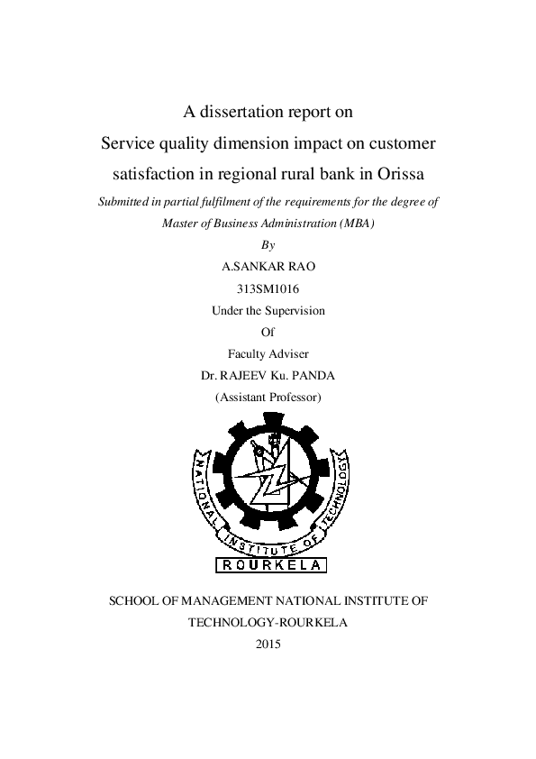 (PDF) A dissertation report on Service quality dimension impact on ...