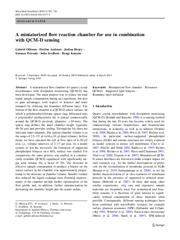 (PDF) A miniaturized flow reaction chamber for use in combination with ...