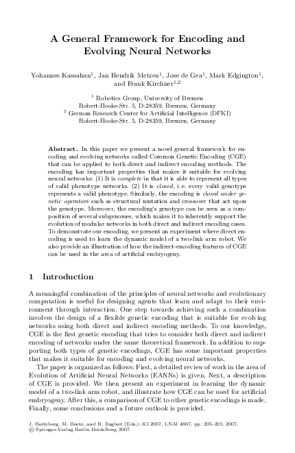 Pdf A General Framework For Encoding And Evolving Neural Networks 