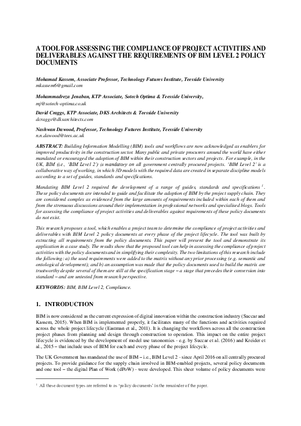 (PDF) A TOOL FOR ASSESSING THE COMPLIANCE OF PROJECT ACTIVITIES AND ...