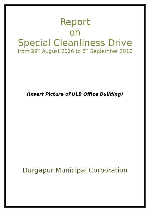 (DOC) Report on Special Cleanliness Drive | Medical Officer - Academia.edu