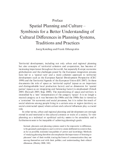 (PDF) Spatial Planning and Culture - Symbiosis for a Better ...