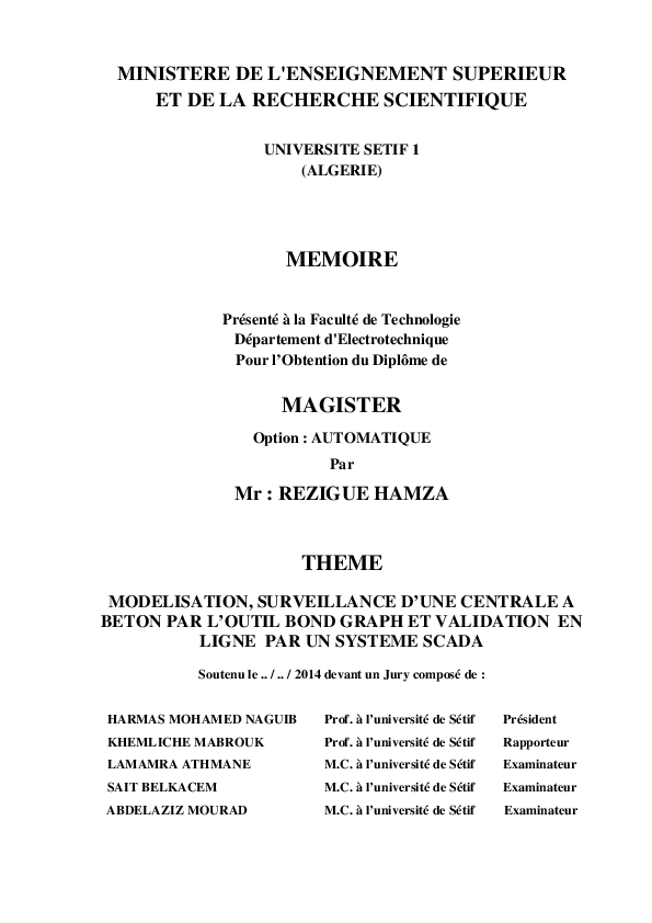 (PDF) MINISTERE DE L'ENSEIGNEMENT SUPERIEUR ET DE LA RECHERCHE SCIENTIFIQUE UNIVERSITE SETIF 1 ...