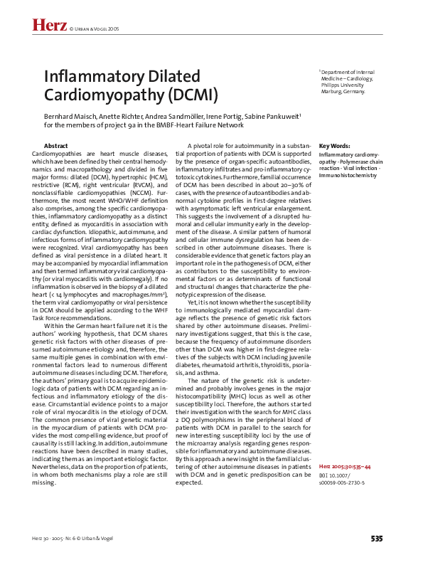 (PDF) Inflammatory Dilated Cardiomyopathy (DCMI)