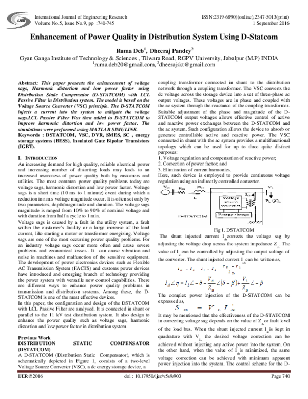 Pdf D Statcom For Power Quality Improvement