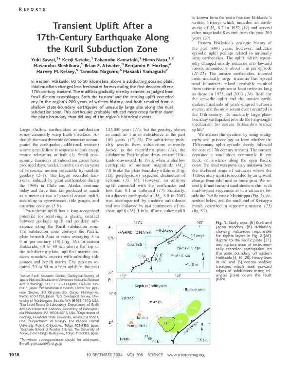 (PDF) Transient Uplift After a 17th-Century Earthquake Along the Kuril ...
