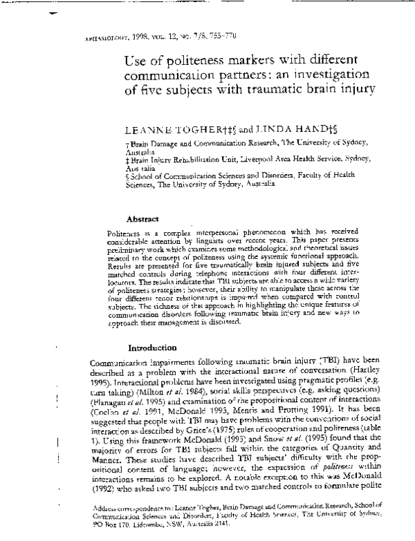 (PDF) Use of politeness markers with different communication partners ...