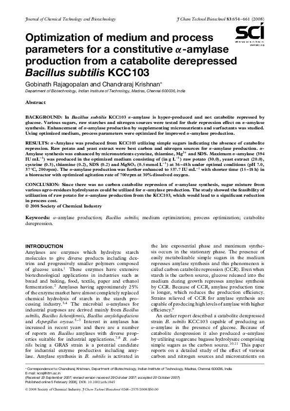 (PDF) Optimization of medium and process parameters for the production of inulinase from ...