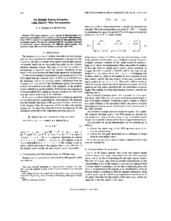 (PDF) On multiple pattern extraction using singular value decomposition