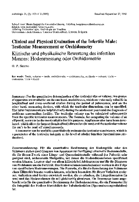 (PDF) Clinical and Physical Evaluation of the Infertile Male ...