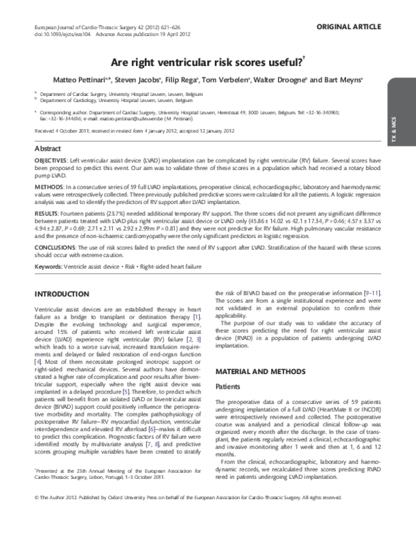 (PDF) Are right ventricular risk scores useful? | Matteo Pettinari ...