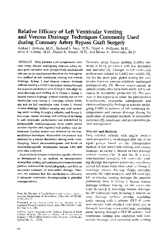 (PDF) Relative Efficacy of Left Ventricular Venting and Venous Drainage ...