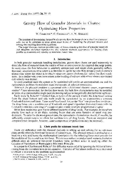 (PDF) Gravity flow of granular materials in chutes: Optimizing flow ...