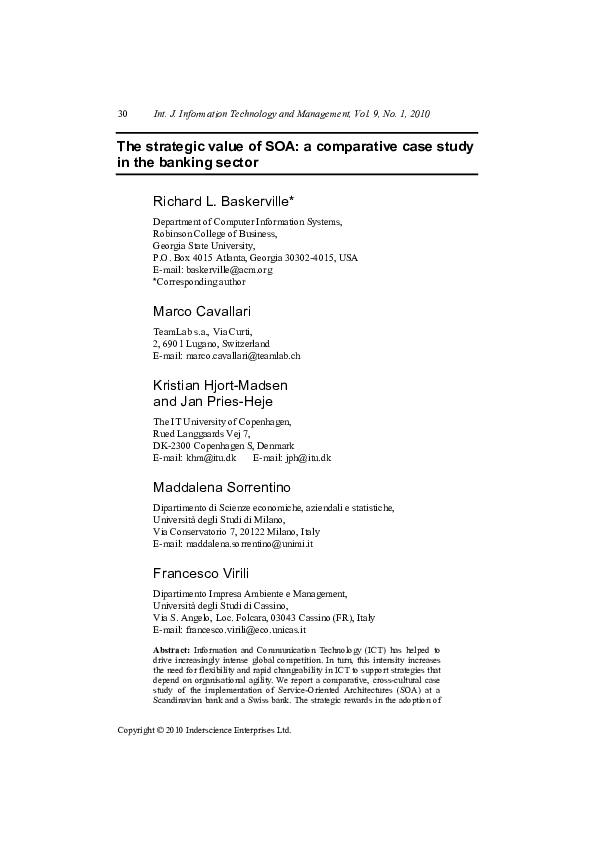 (PDF) The strategic value of SOA: a comparative case study in the banking sector
