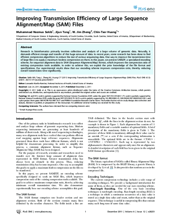 (PDF) Improving Transmission Efficiency of Large Sequence Alignment/Map ...