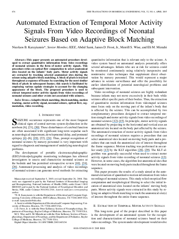 (PDF) Automated extraction of temporal motor activity signals from video recordings of neonatal ...