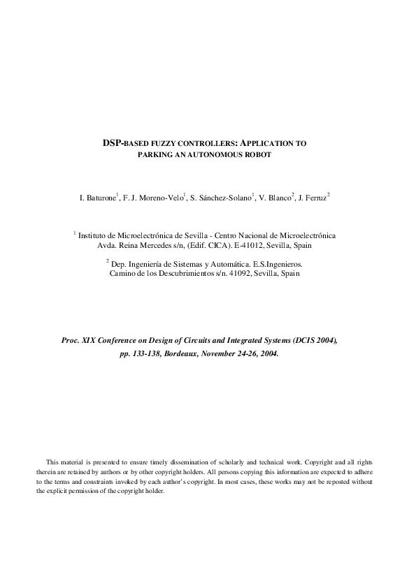 Pdf Dsp Based Fuzzy Controllers Application To Parking An Autonomous