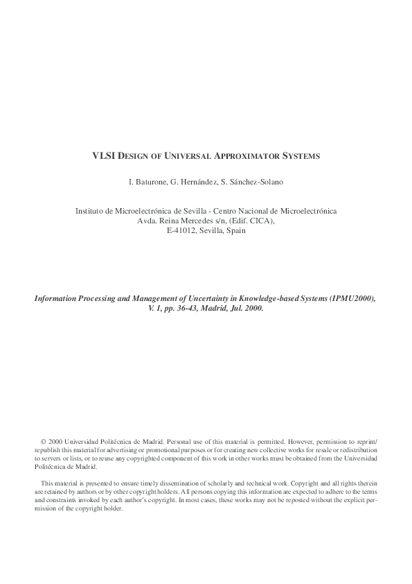 (PDF) VLSI Design of Universal Approximator Systems