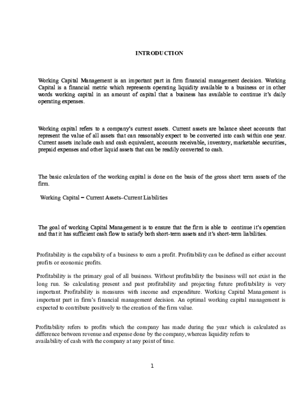 (DOC) Working Capital Management
