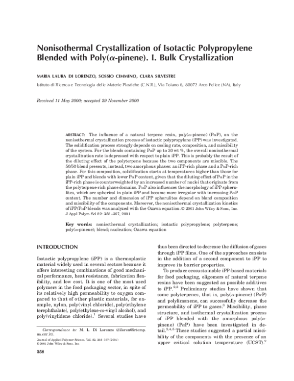 (PDF) Nonisothermal Crystallization of Isotactic Polypropylene Blended ...