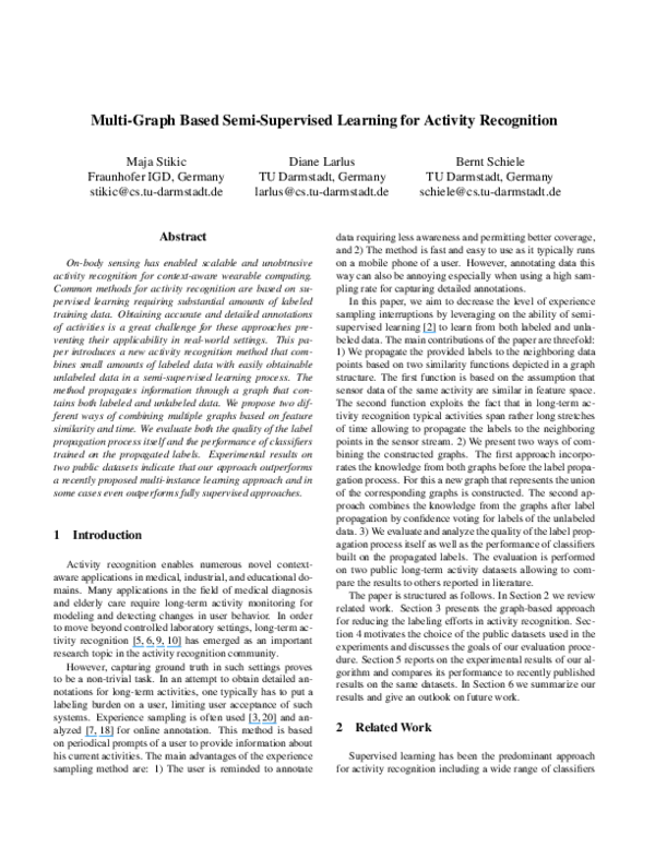 (PDF) Multi-graph Based Semi-supervised Learning for Activity Recognition