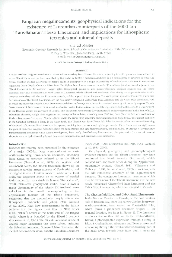 (PDF) Pangaean megalineaments: geophysical indications for the ...