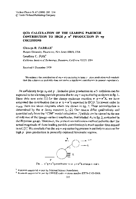 (PDF) QCD calculation of the leading particle contribution to high p⊥π0 ...