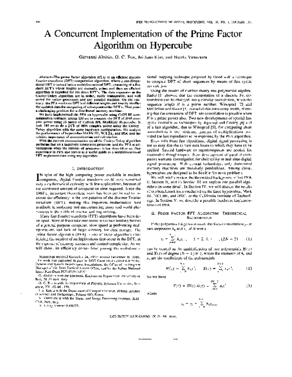 Pdf A Concurrent Implementation Of The Prime Factor Algorithm On Hypercube Geoffrey Fox