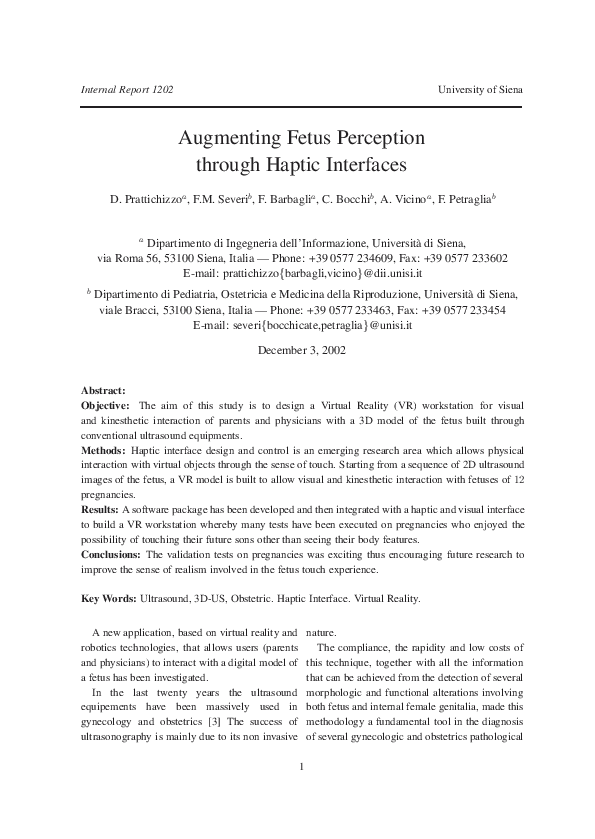 (PDF) Augmenting Fetus Perception through Haptic Interfaces