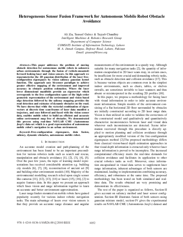 Pdf Heterogeneous Sensor Fusion Framework For Autonomous Mobile Robot