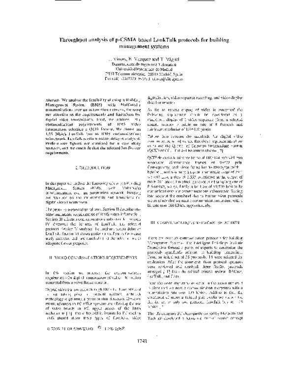 (PDF) Throughput analysis of p-CSMA based LonTalk protocols for building management systems