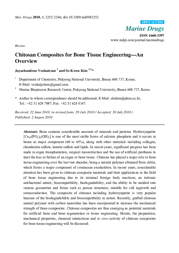 (PDF) Chitosan Composites for Bone Tissue Engineering—An Overview