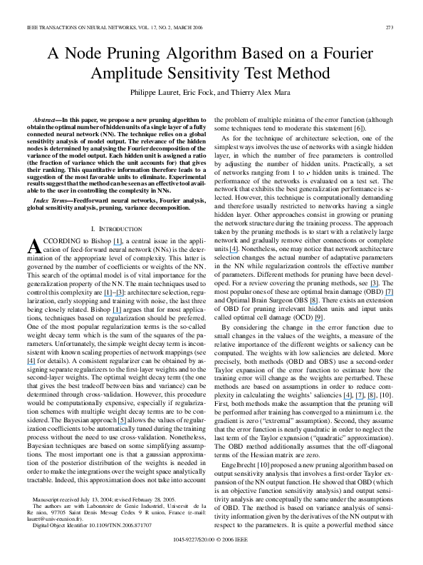 Pdf A Node Pruning Algorithm Based On A Fourier Amplitude Sensitivity Test Method